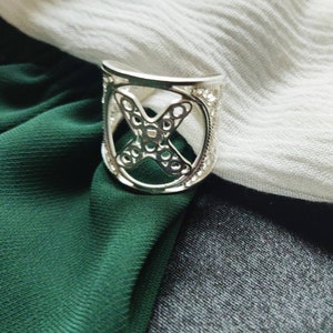 Wide Sterling Silver Filigree Open Work X Statement Ring, Twisted Rope ...