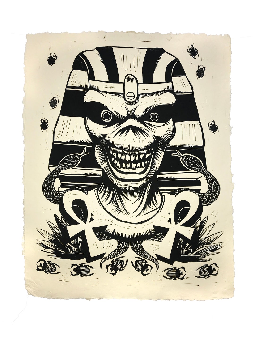 Iron Maiden Pharaoh Eddie Relief Print - Etsy