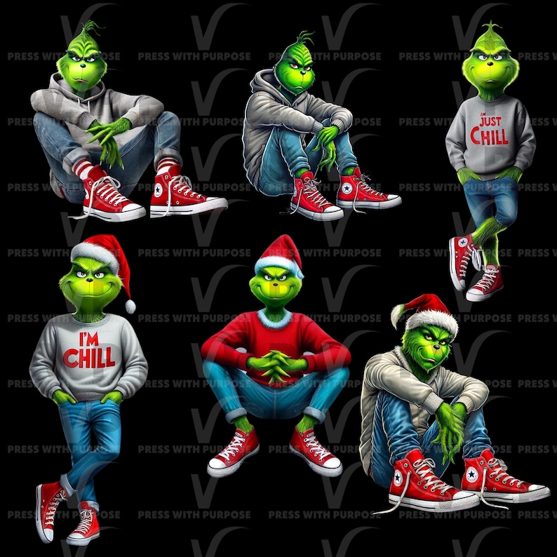 Grinch Png, Grinch Clipart, Chill Guy, Christmas Clipart, Digital ...