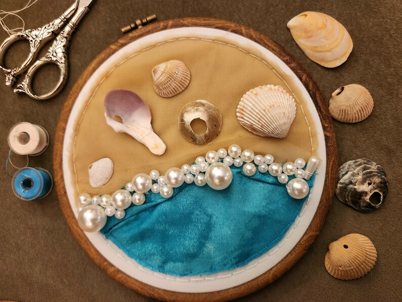 Sea Shore Sandy Beach With Sea Shells Embroidery 7" - Etsy