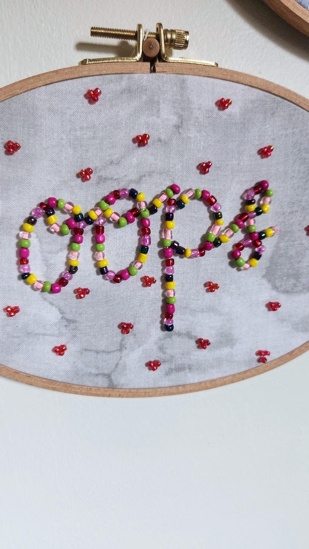 Cursive Oops Embroidery Hand Beaded - Etsy
