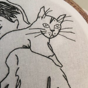 Cat Lady Embroidery - Line Drawing Cat Embroidery - Etsy