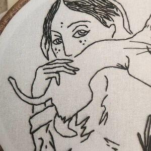 Cat Lady Embroidery - Line Drawing Cat Embroidery - Etsy
