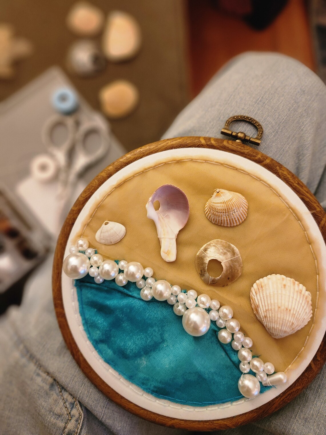 Sea Shore Sandy Beach With Sea Shells Embroidery 7" - Etsy