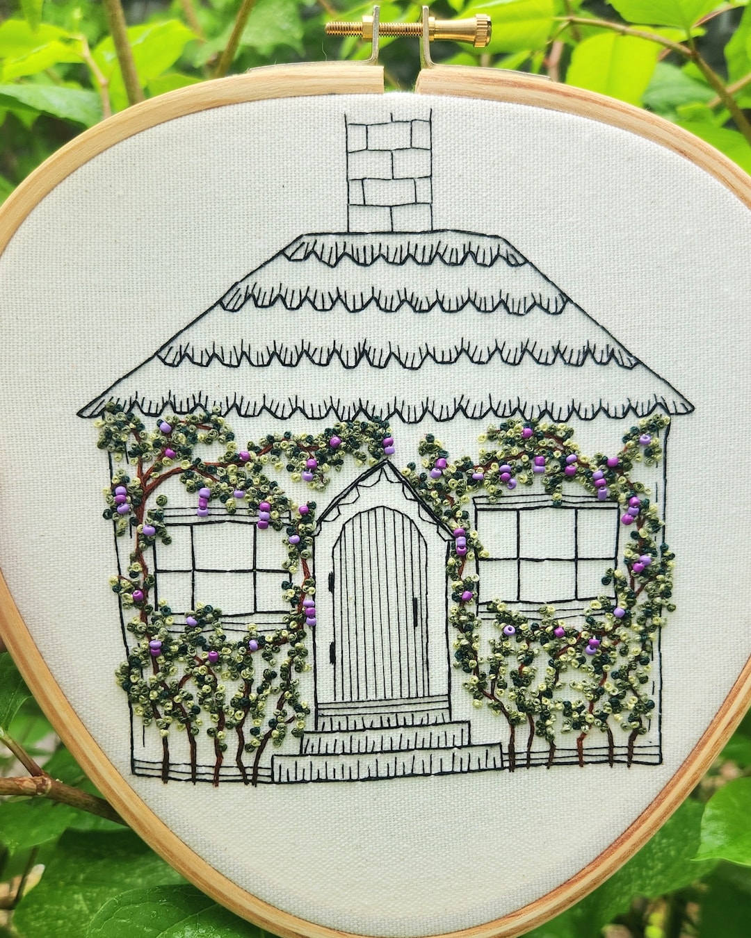 Architecture Embroidery Hand-made Ivy Crawling up a Cottage - Etsy