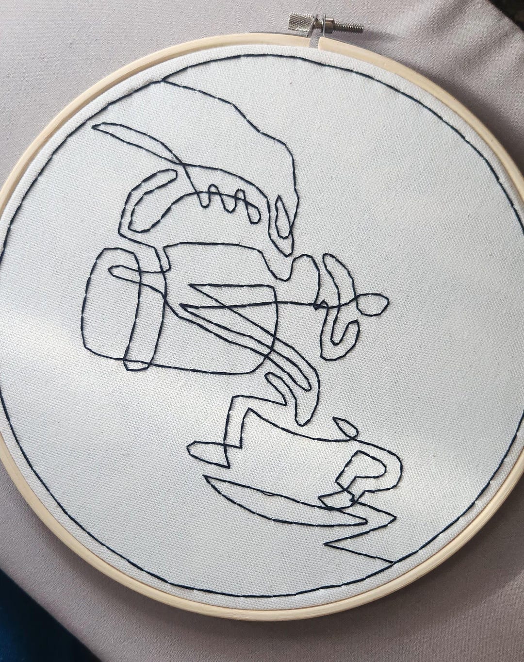 Hand Pouring Coffee Line Drawing Embroidery - Etsy