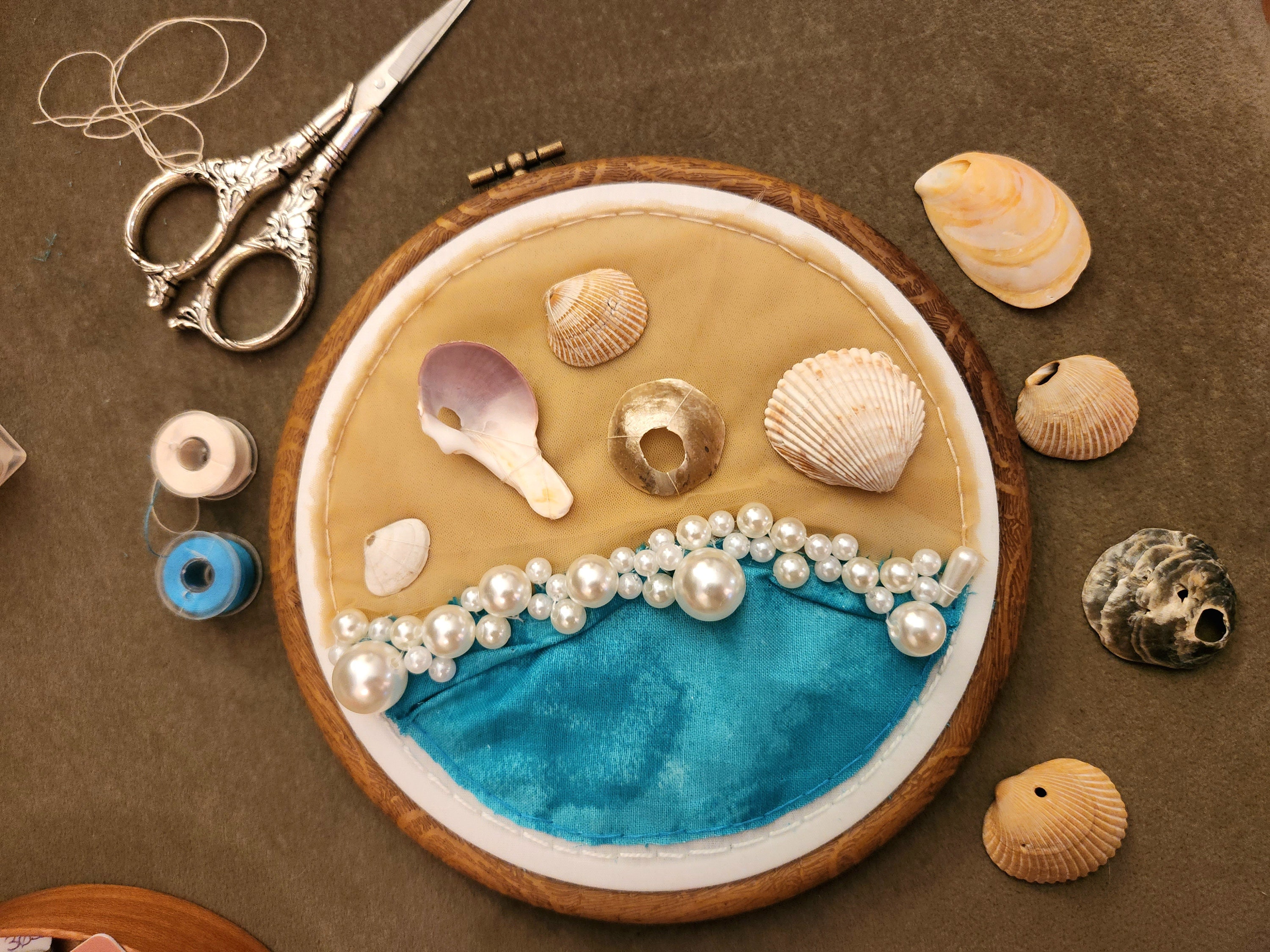 Sea Shore Sandy Beach With Sea Shells Embroidery 7" - Etsy