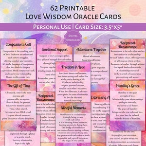62 PRINTABLE Love Wisdom Oracle Cards Personal Use Pink Love ...