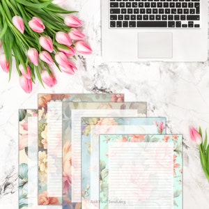 PRINTABLE Floral Journal Pages Lined Unlined Shabby Roses - Etsy