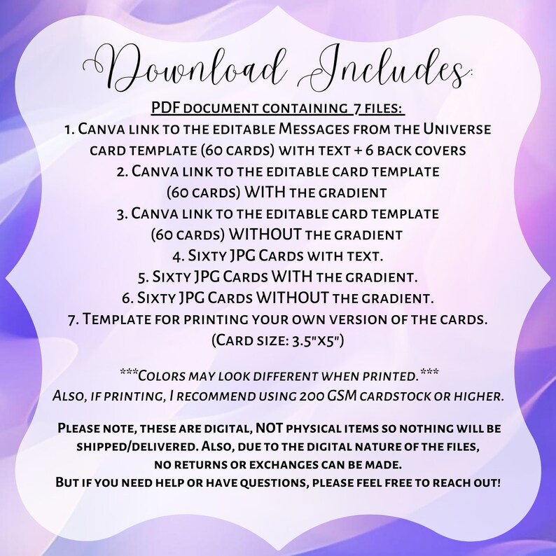 Editable Messages From the Universe Cards Canva Template Commercial and ...