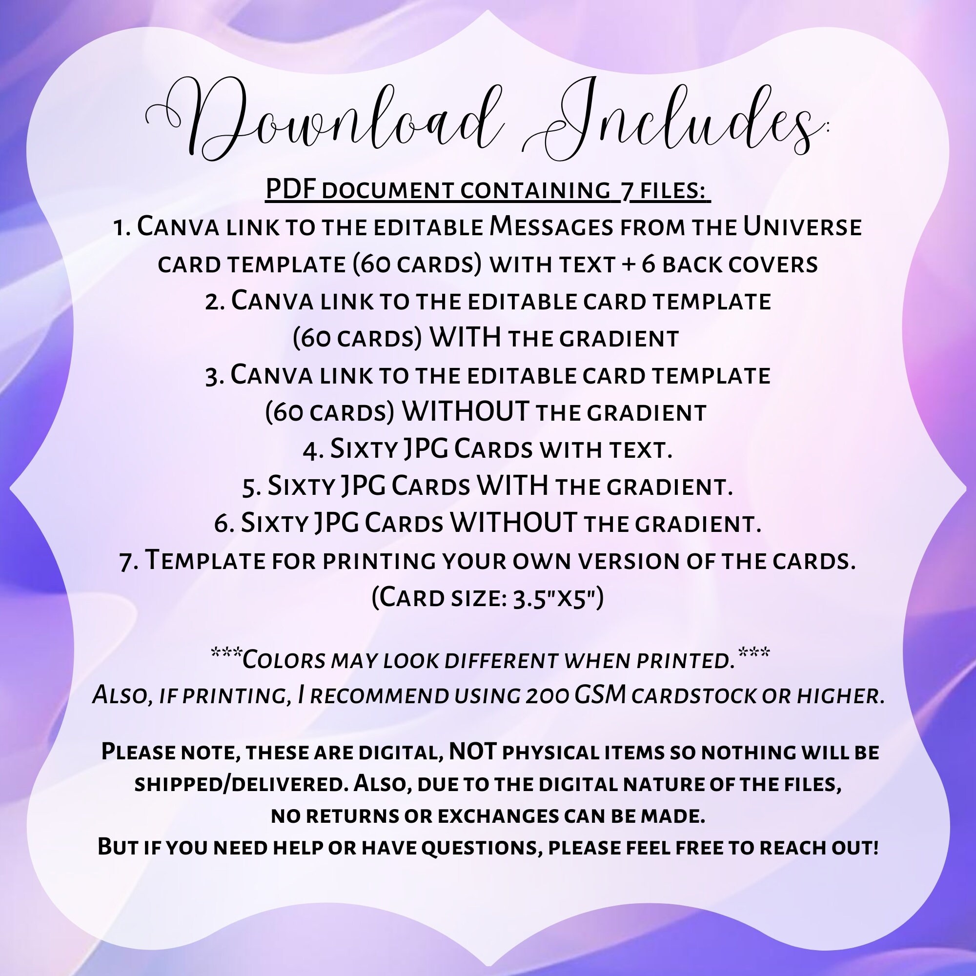 Editable Messages From the Universe Cards Canva Template Commercial and ...