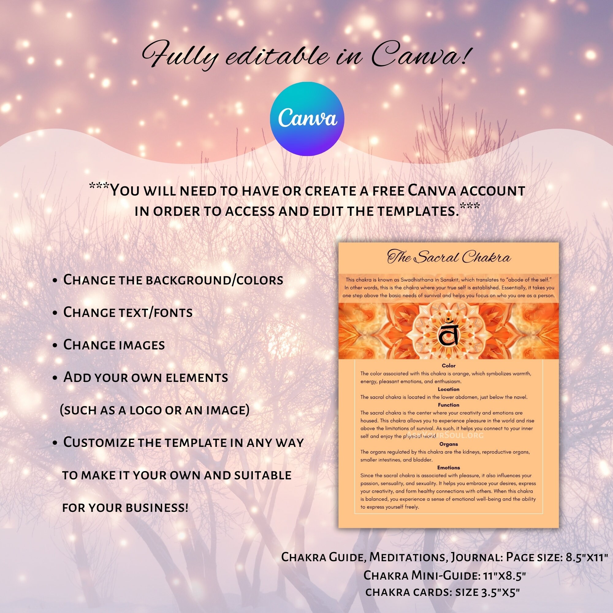 Editable Chakra Bundle Chakra Guide Meditations Canva Template ...