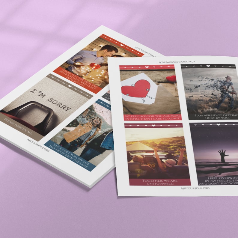 PRINTABLE Love Message Cards (LARGE) Love Oracle Card Deck Twin-flame ...
