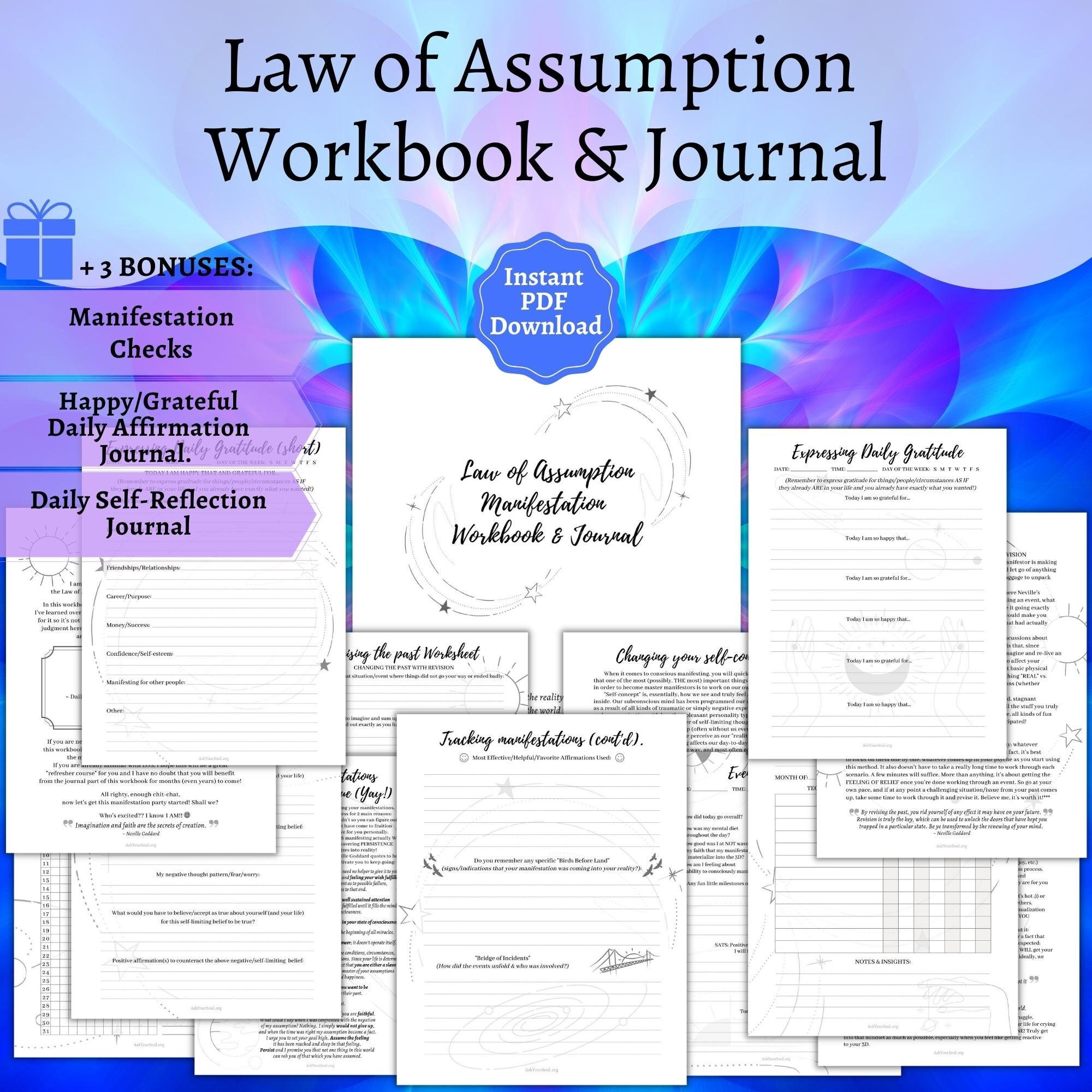Law of Assumption PRINTABLE Workbook & Journal Reality Creator ...