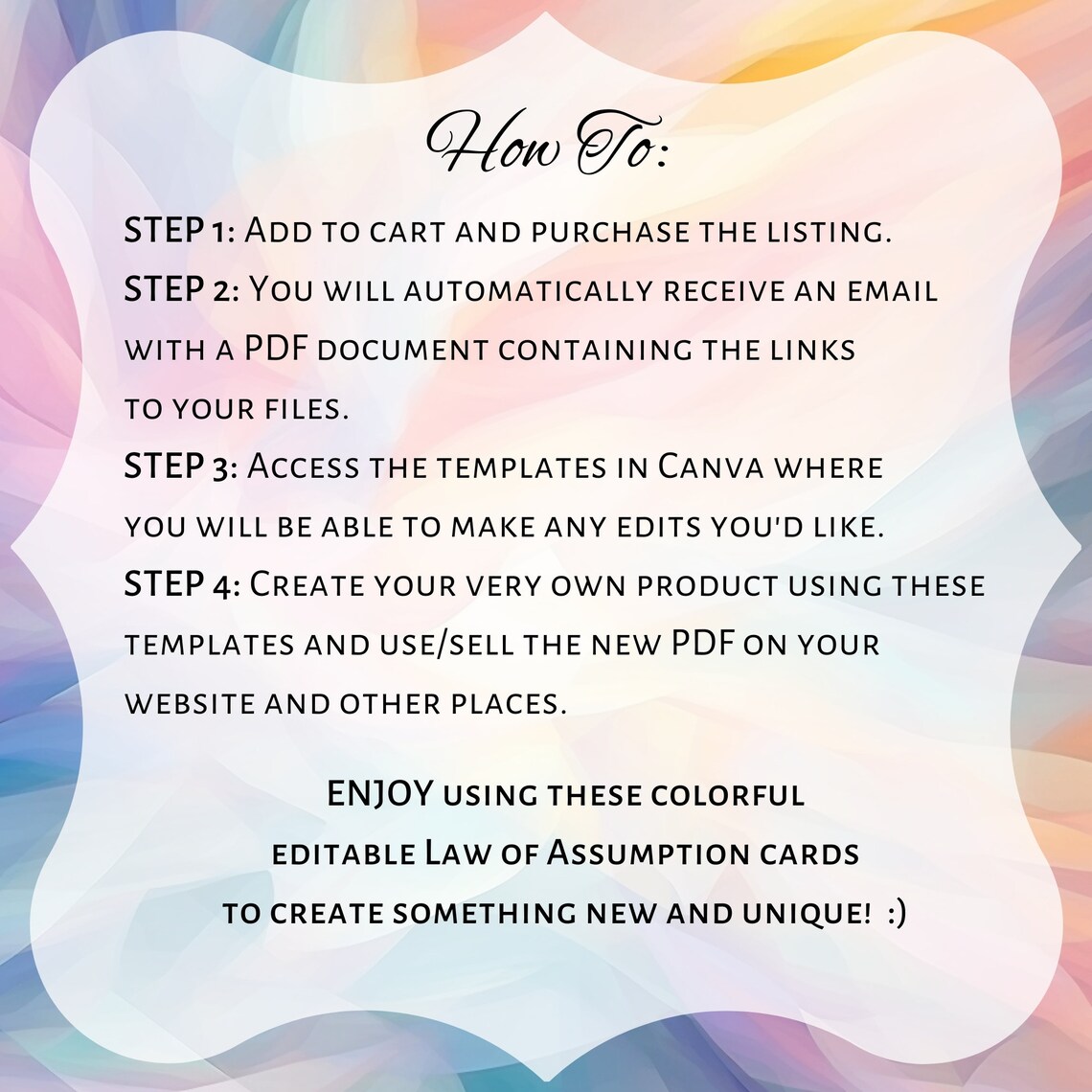 60 Editable Law of Assumption Cards Neville Goddard Colorful Canva ...