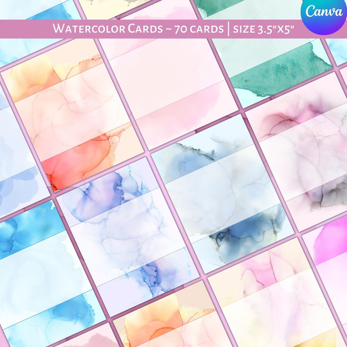 BUNDLE Colorful Editable Blank Cards Canva Template Commercial and ...