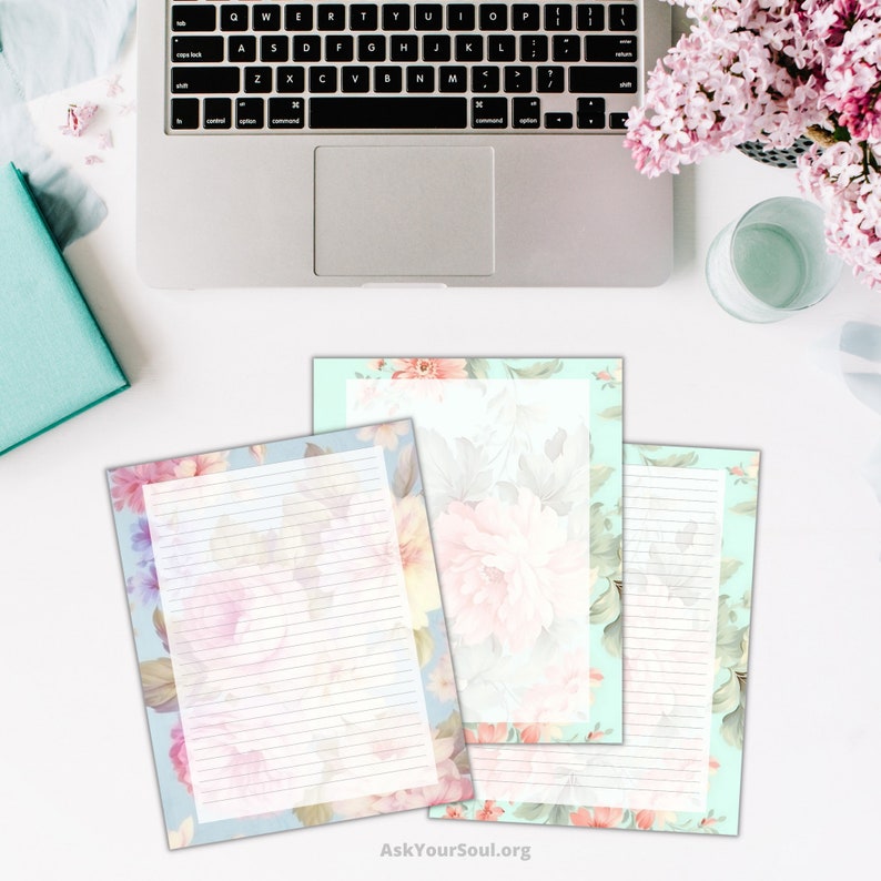 PRINTABLE Floral Journal Pages Lined Unlined Shabby Roses - Etsy