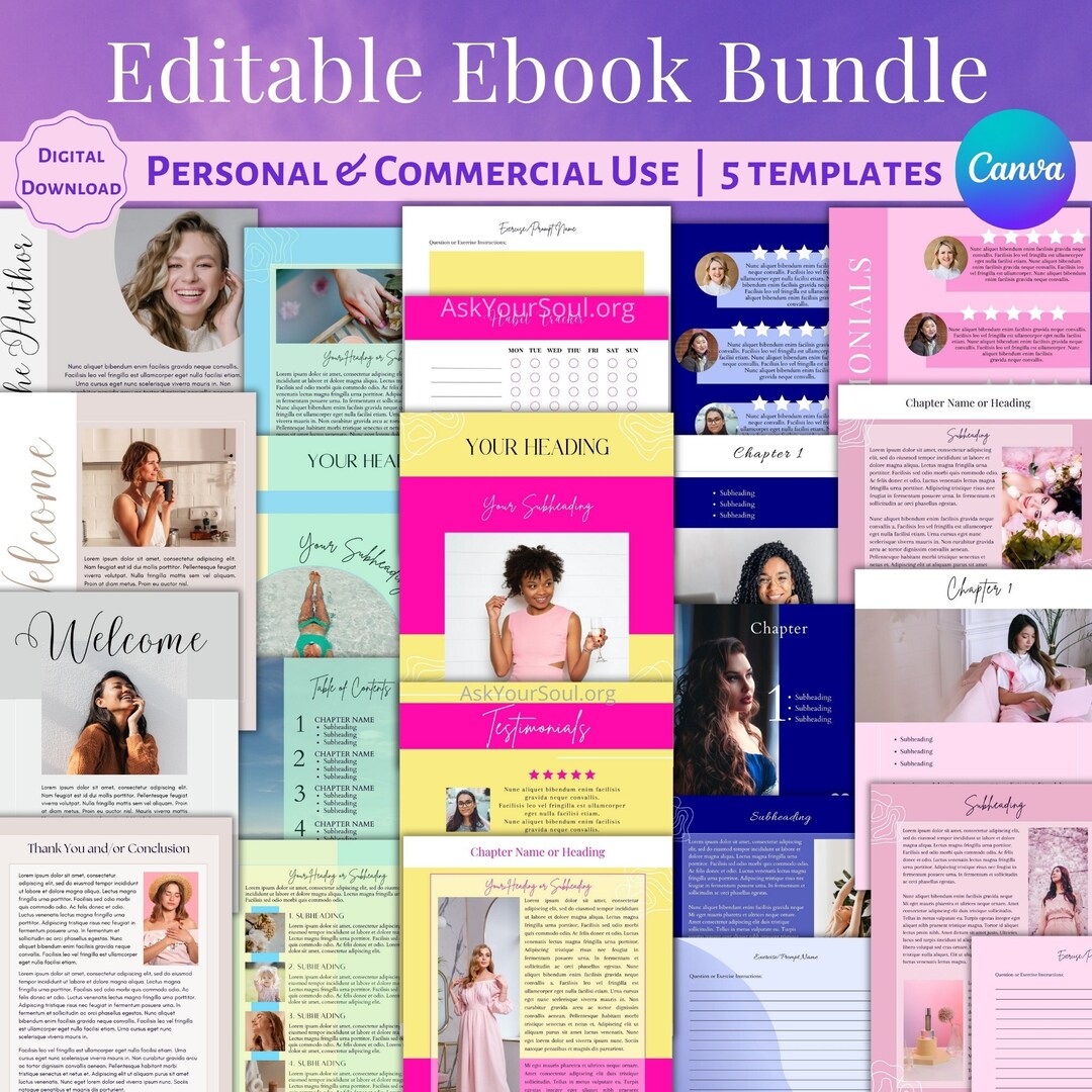 Editable Ebook Bundle Canva Template Commercial Personal Use - Etsy