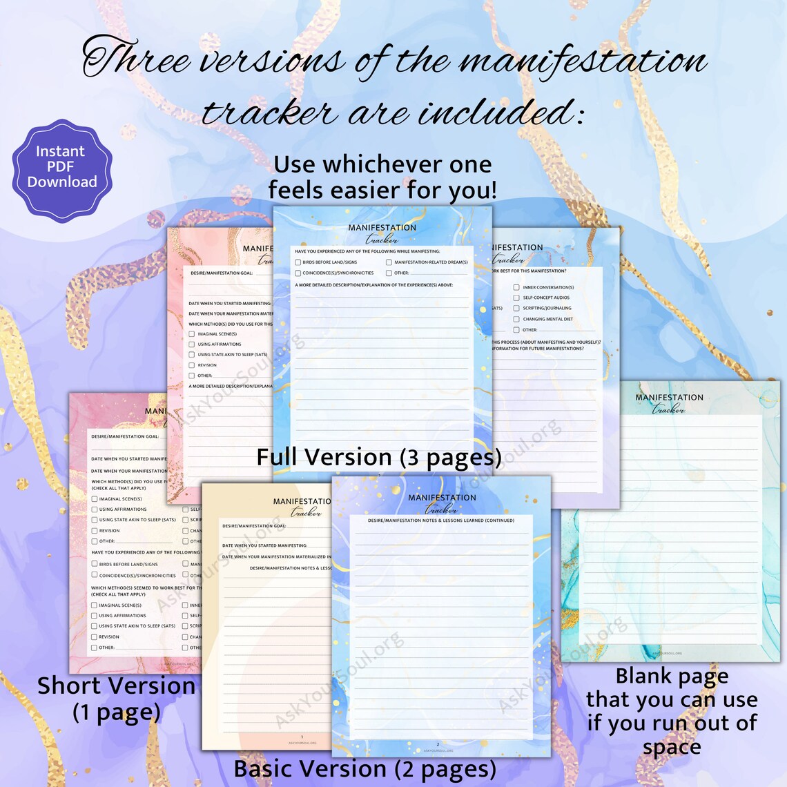 PRINTABLE Law of Assumption Manifestation Tracker marble Manifestation ...