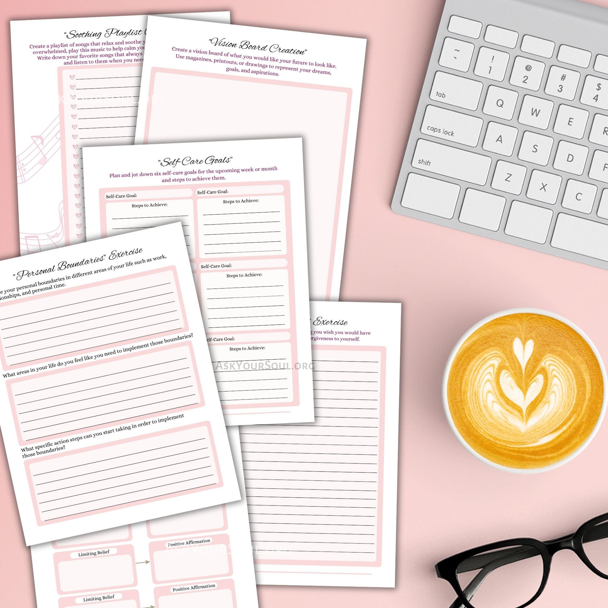 Editable Self-love Self-care Worksheets Canva Template Commercial and ...