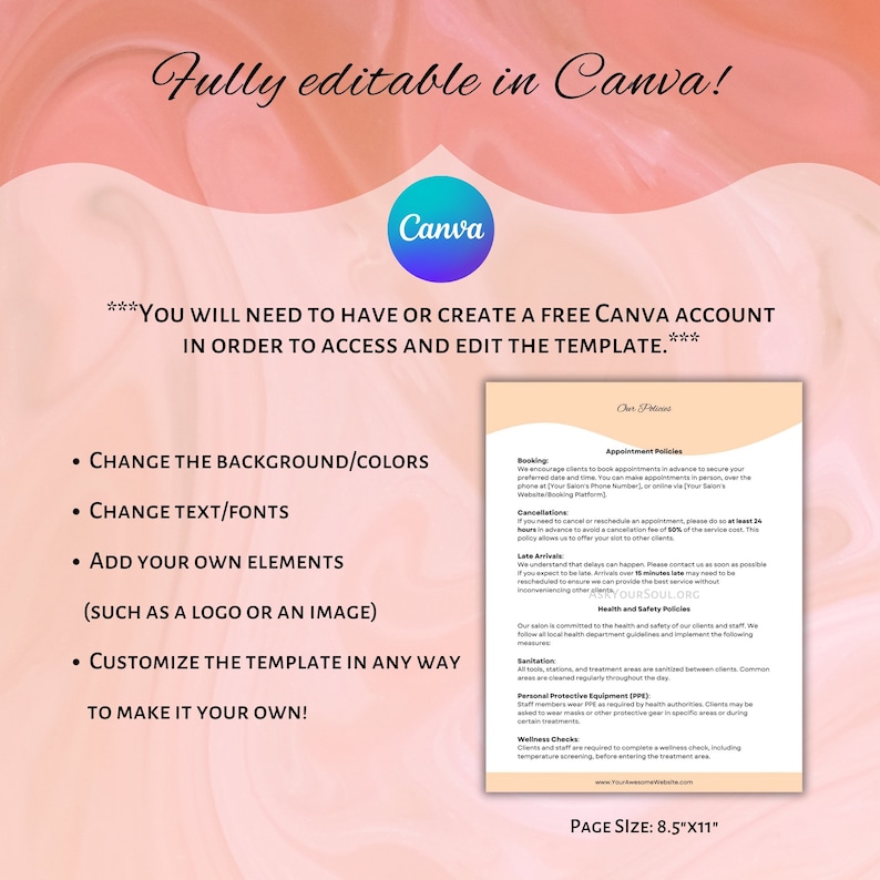 Editable Beauty Business Forms Canva Template Commercial and Personal ...