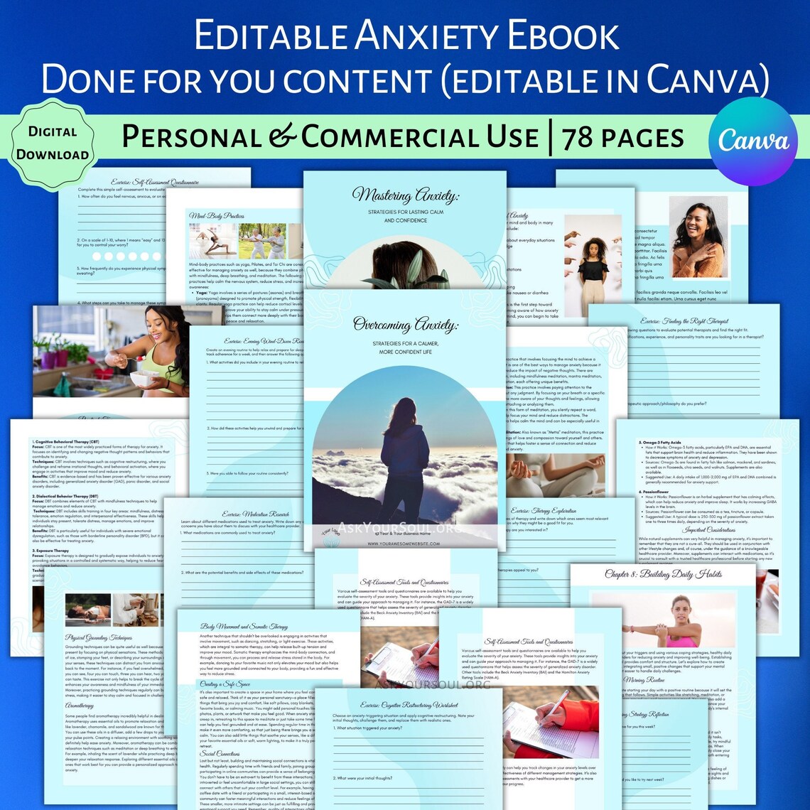 Editable Anxiety Ebook Canva Template Commercial & Personal Use DFY ...