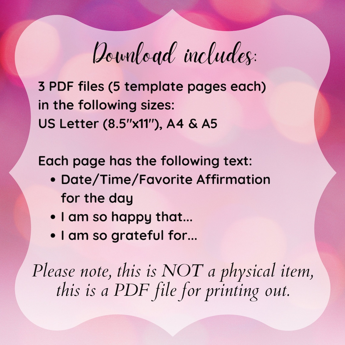 PRINTABLE Daily Affirmation & Manifestation Journal Template | Happy ...