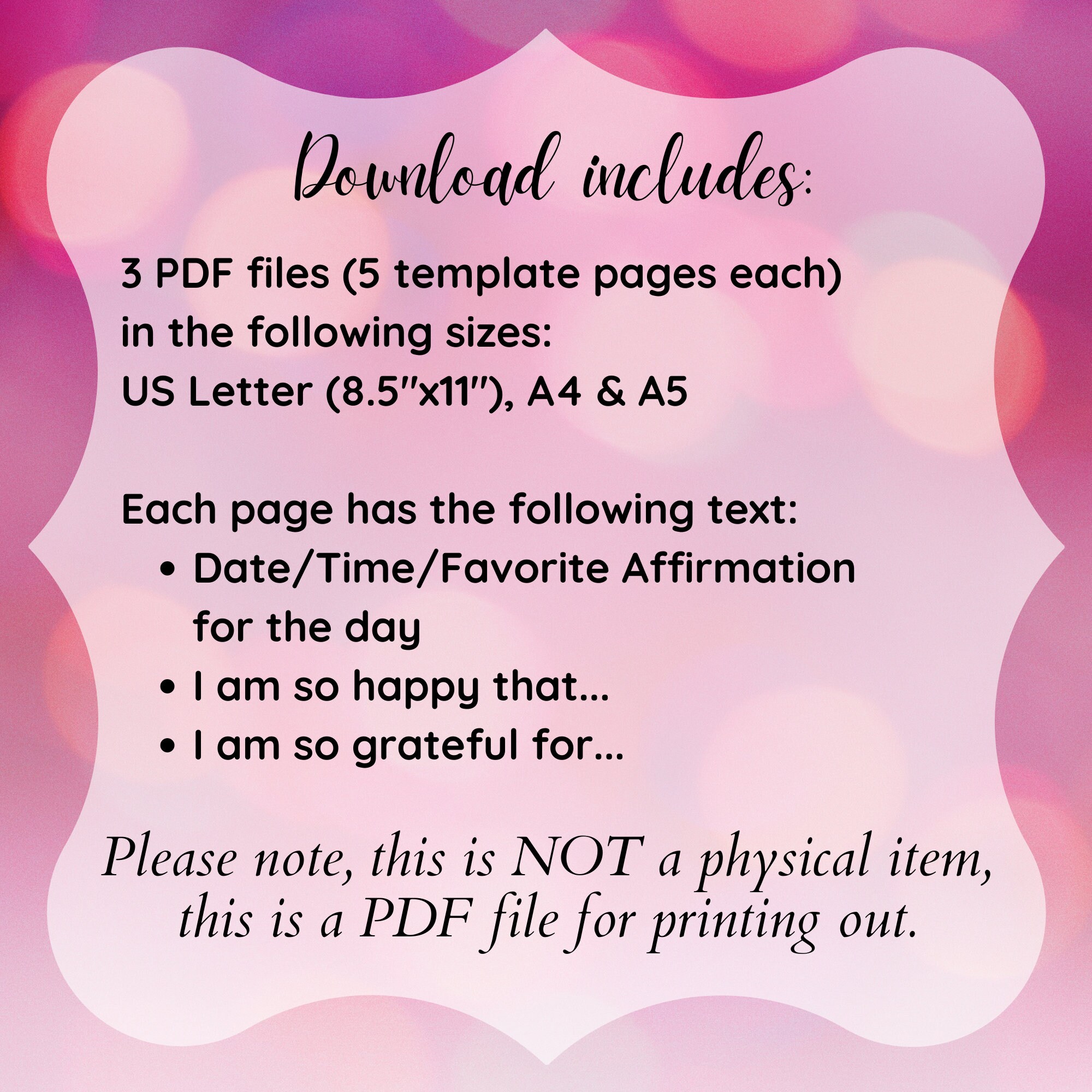 PRINTABLE Daily Affirmation & Manifestation Journal Template | Happy ...