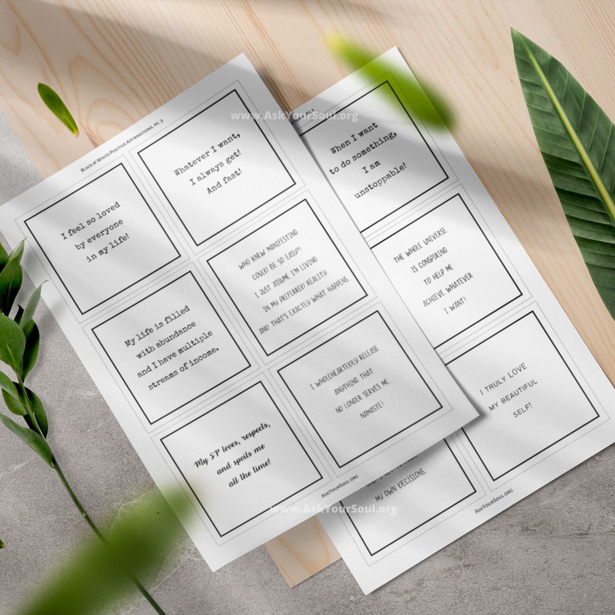 PRINTABLE Pastel Non-sweary Affirmation Cards 3.3x3.3 Black & White ...