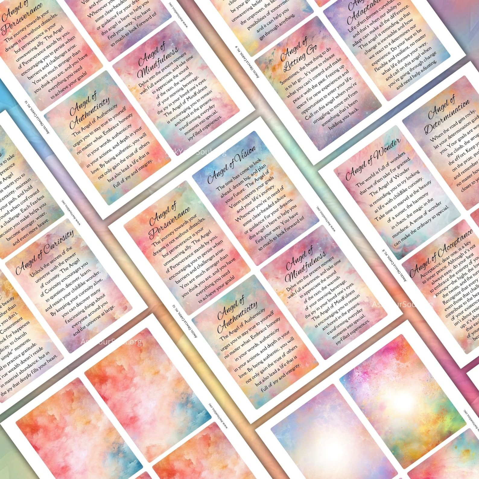 50 PRINTABLE Angel Oracle Cards Personal Use Colorful Spiritual ...