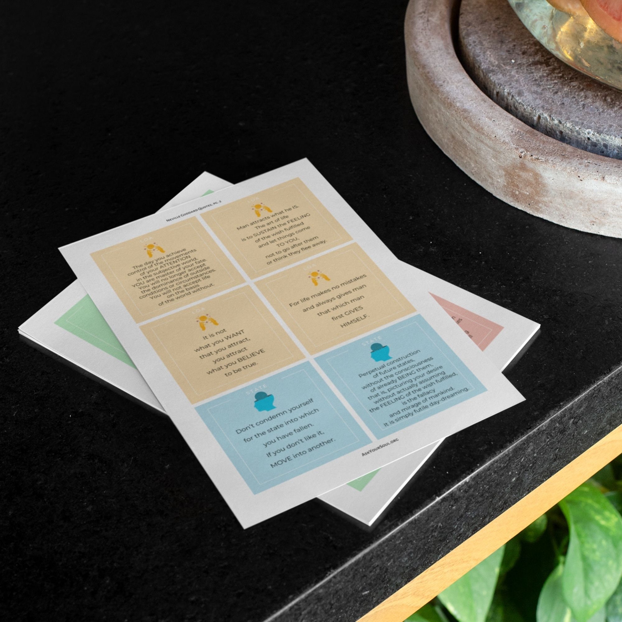 PRINTABLE Neville Goddard Quote Cards color & BW Law of Assumption ...