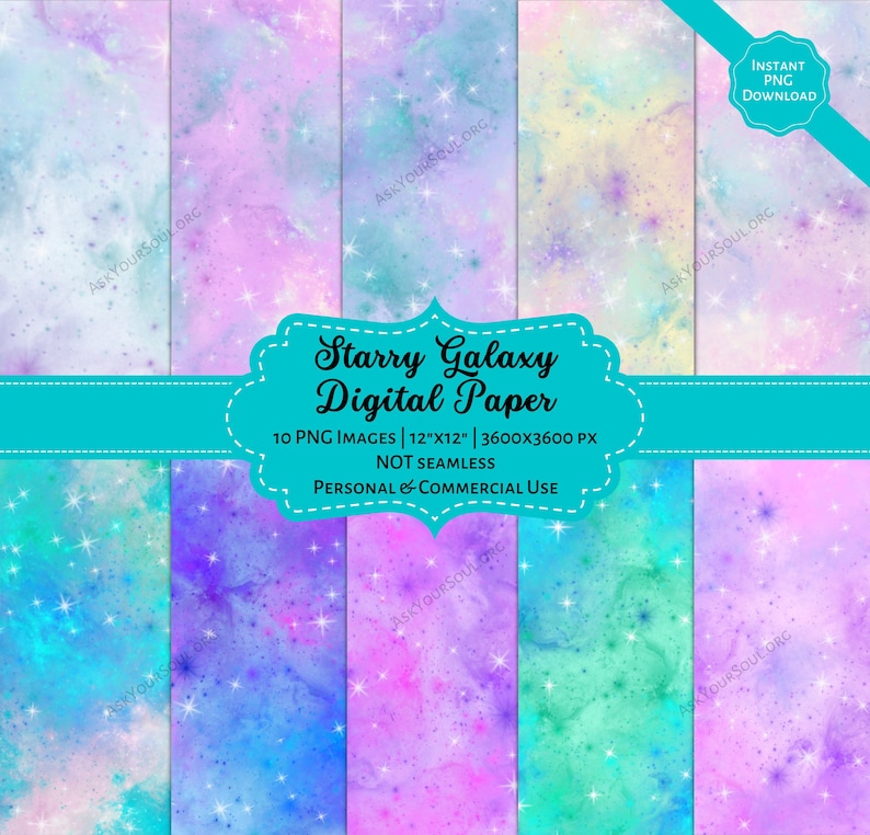 Starry Galaxy Digital Paper Cosmic Night Sky Space Universe Background ...