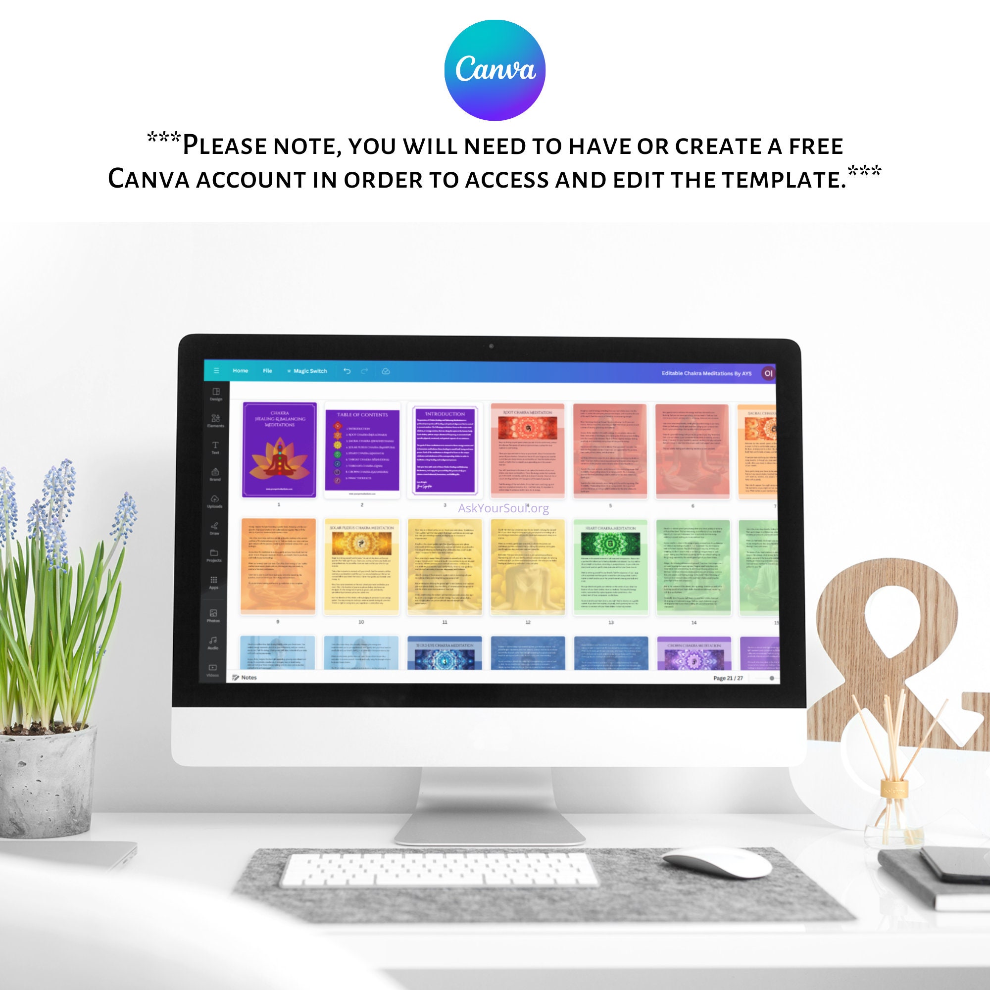 Editable Chakra Meditations Canva Template Commercial and Personal Use ...