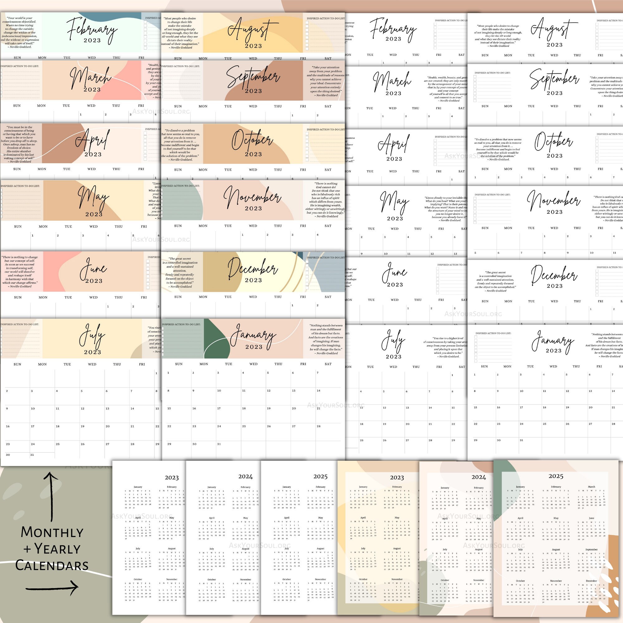 PRINTABLE 2023 Boho Neville Goddard Quotes Calendar Minimalist Calendar ...