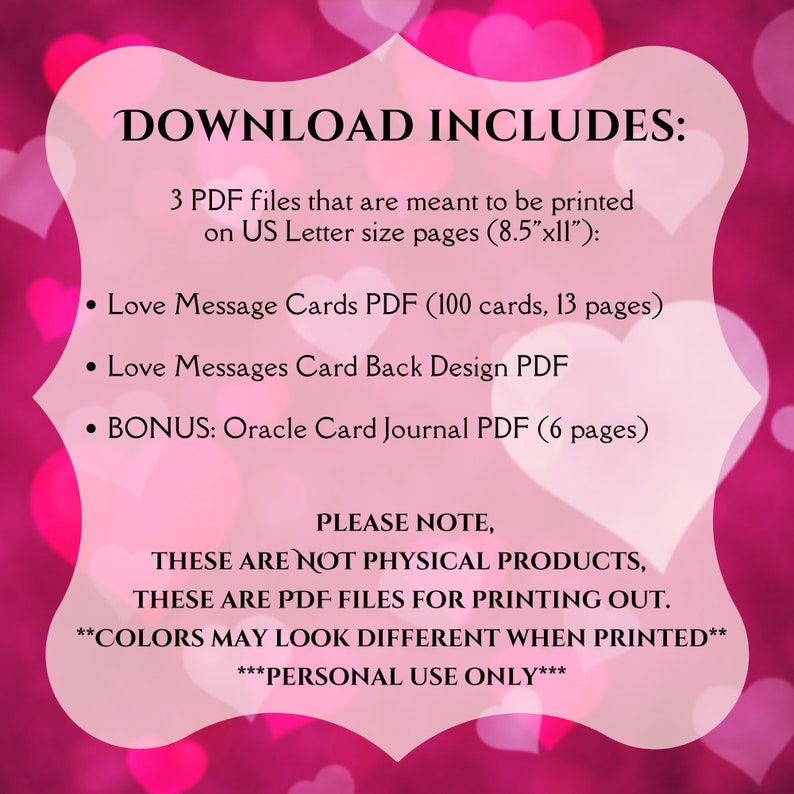 PRINTABLE Love Message Cards Love Oracle Card Deck Twin-flame Messages ...