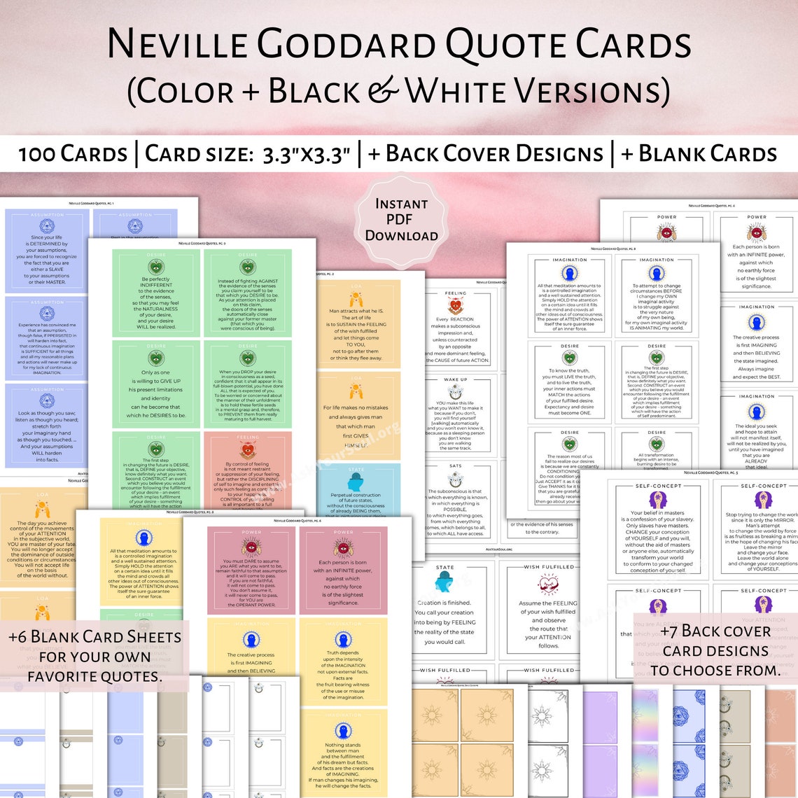 PRINTABLE Neville Goddard Short & Long Quote Cards | Law of Assumption ...