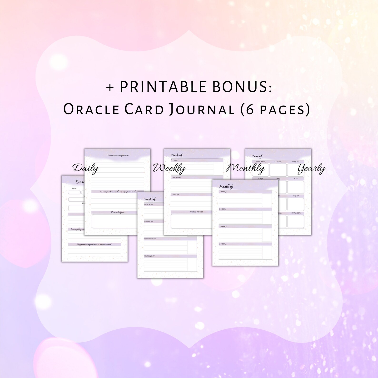 PRINTABLE Tarot & Oracle Card Journal + RWS Tarot Cards | Daily, Weekly ...