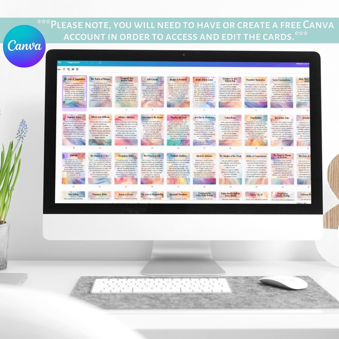 60 Editable Law of Assumption Cards Neville Goddard Colorful Canva ...