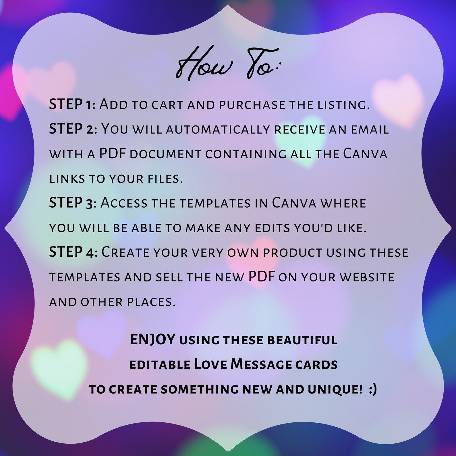 70 Editable Love Message Oracle Cards Colorful Canva Template - Etsy