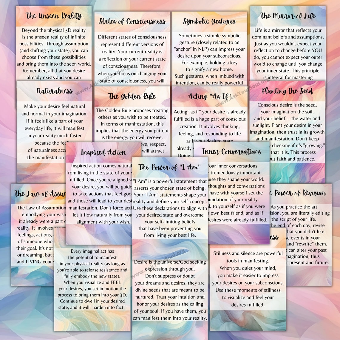 60 Editable Law of Assumption Cards Neville Goddard Colorful Canva ...