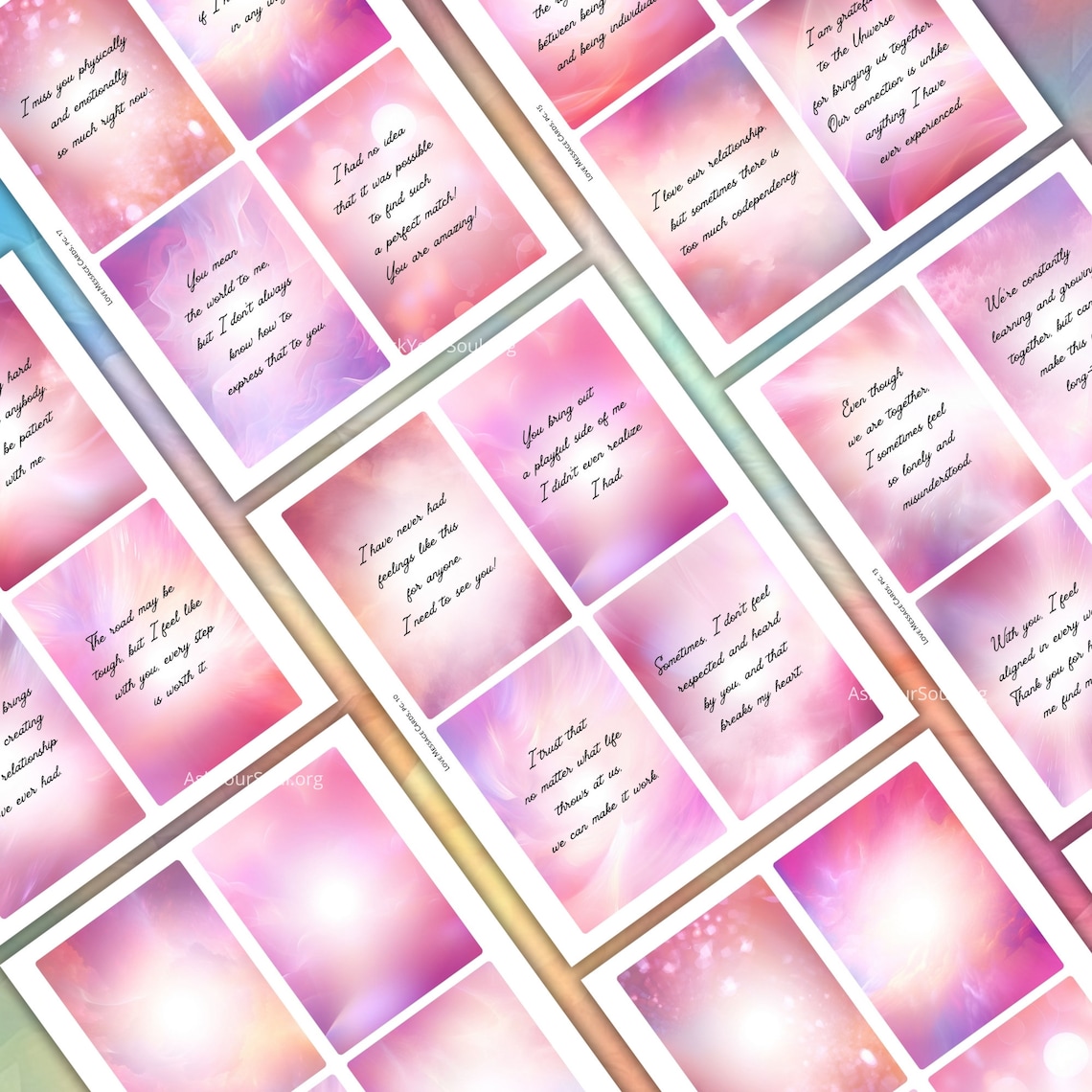70 PRINTABLE Love Message Oracle Cards Personal Use Pink Relationship ...