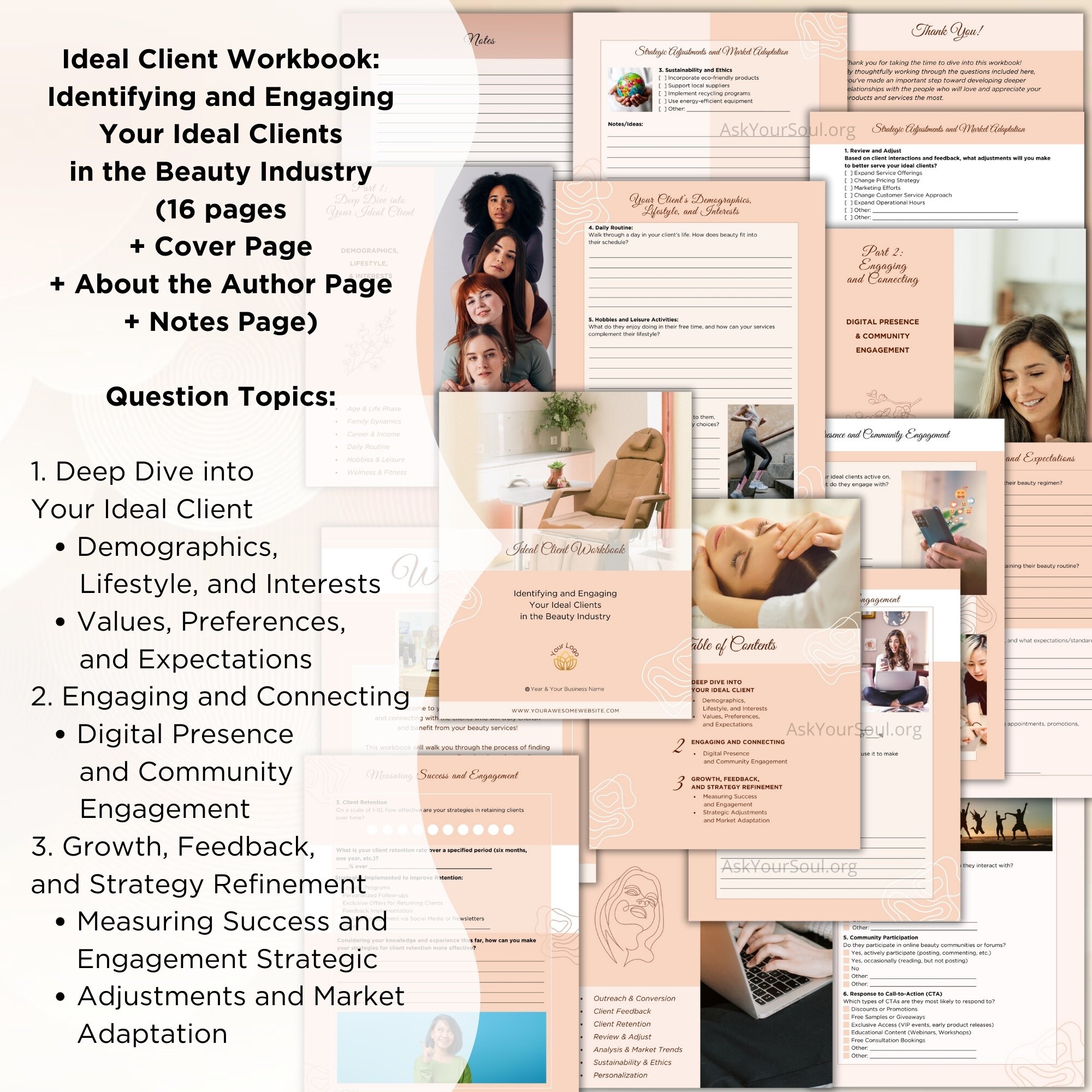 Editable Ideal Client Workbook Beauty Industry Canva Template ...