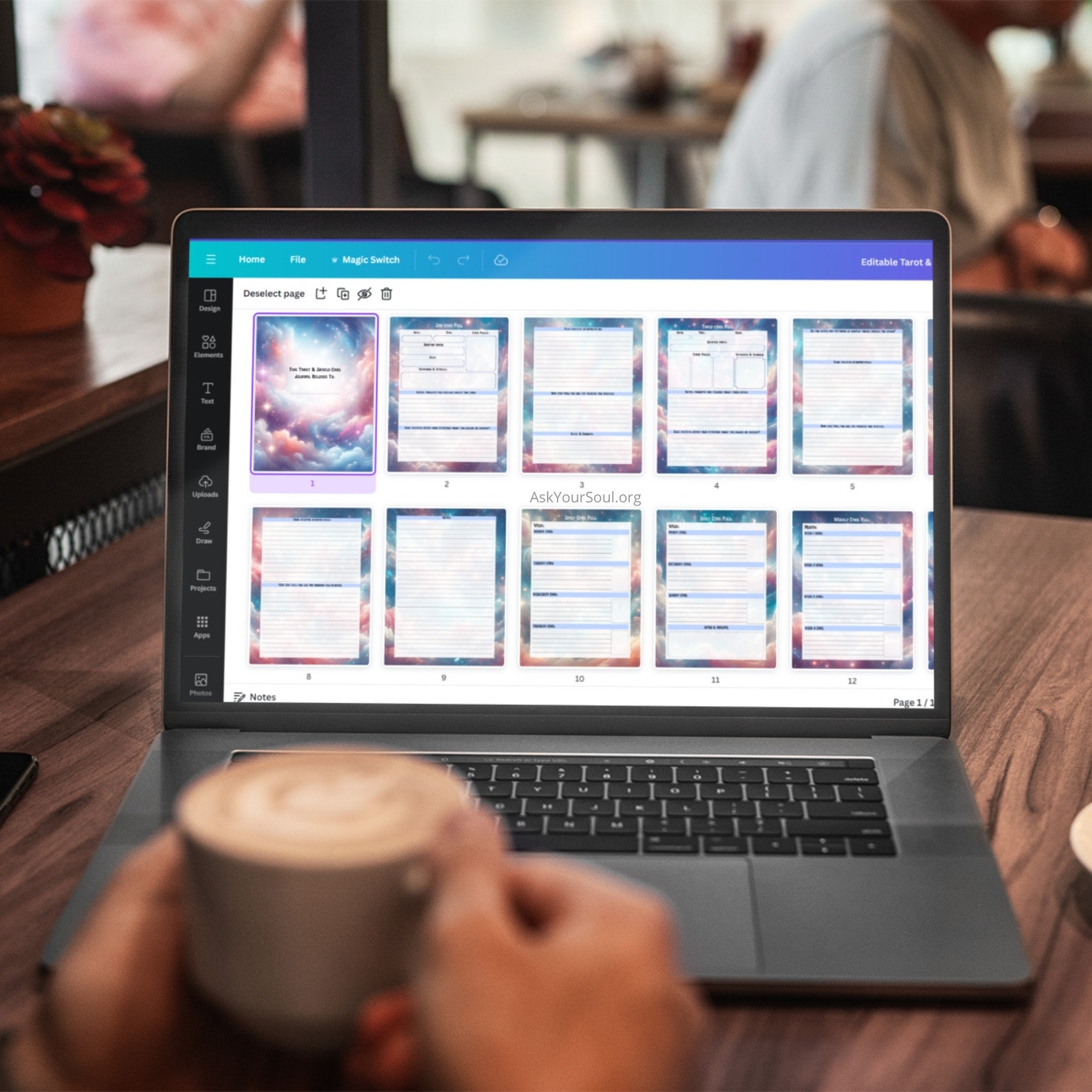 Editable Tarot & Oracle Card Journal Canva Template Commercial and ...