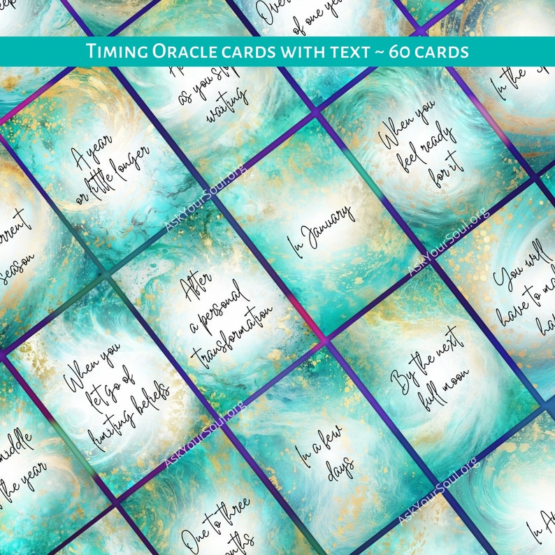60 PRINTABLE Timing Oracle Cards Personal Use Divine Timing Deck Spiritual Guidance Messages ...