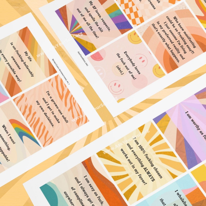 PRINTABLE Retro Sweary Affirmation Cards Swear Word - Etsy