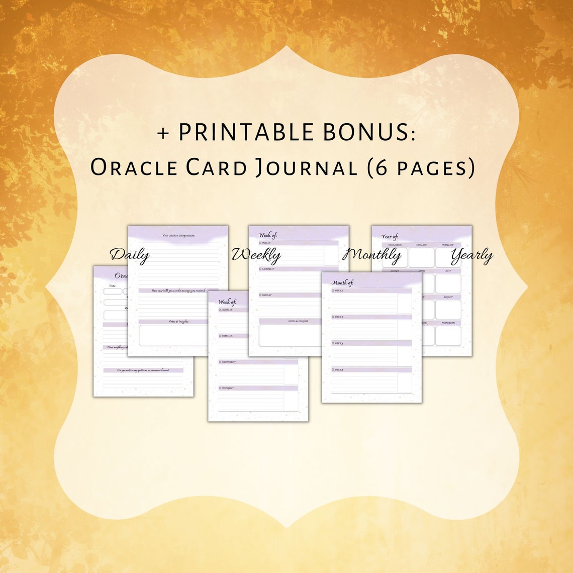 PRINTABLE Tarot & Oracle Card Journal Daily Weekly Monthly - Etsy