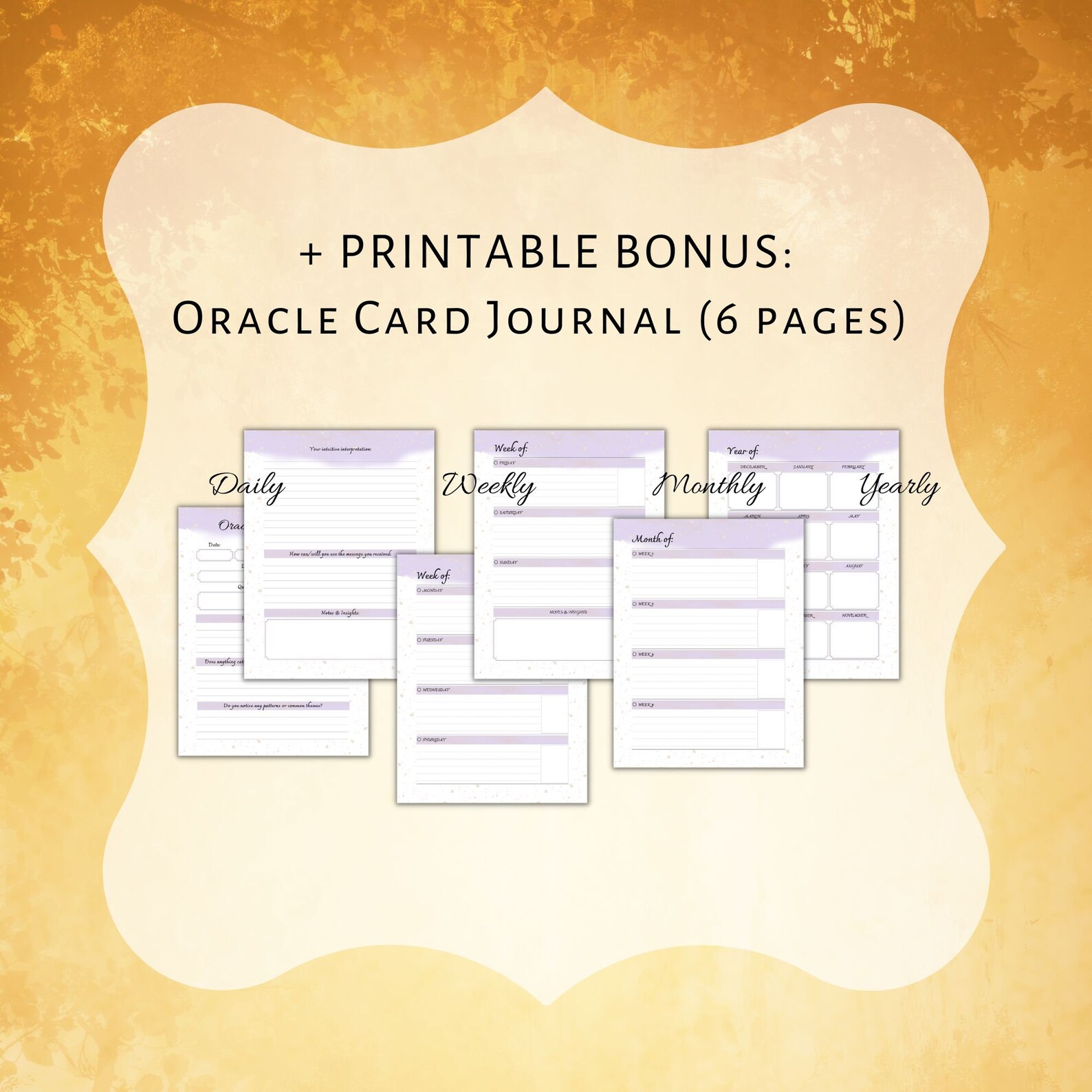 Printable Tarot And Oracle Card Journal Daily Weekly Monthly Etsy