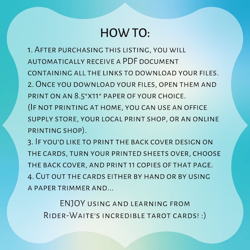 PRINTABLE Rider-waite Tarot Cards (color)| Printable Card Deck PDF ...