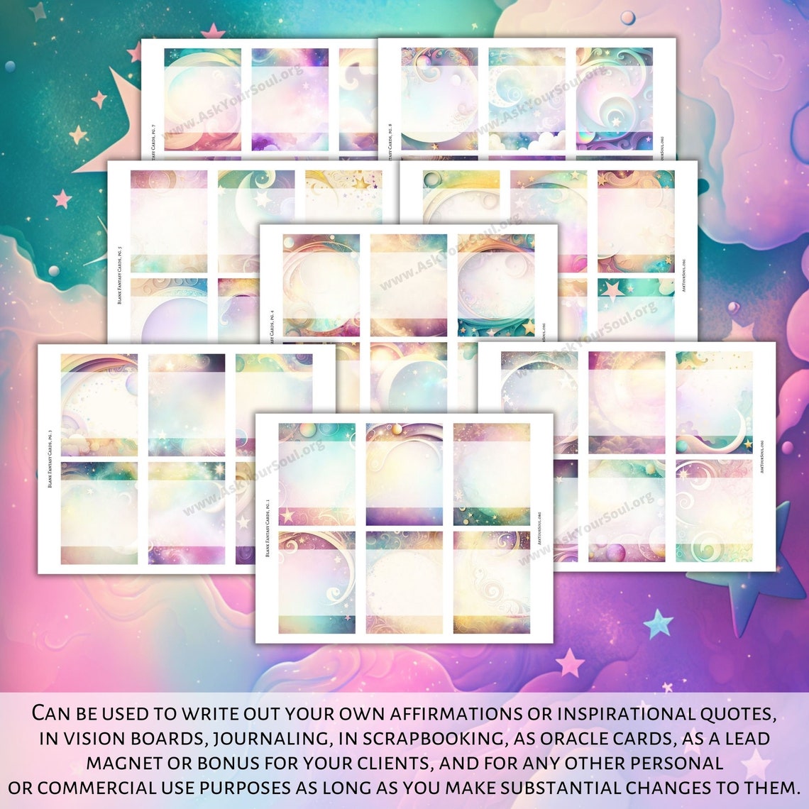 50 Editable & Printable Blank Celestial Fantasy Cards Canva Template ...