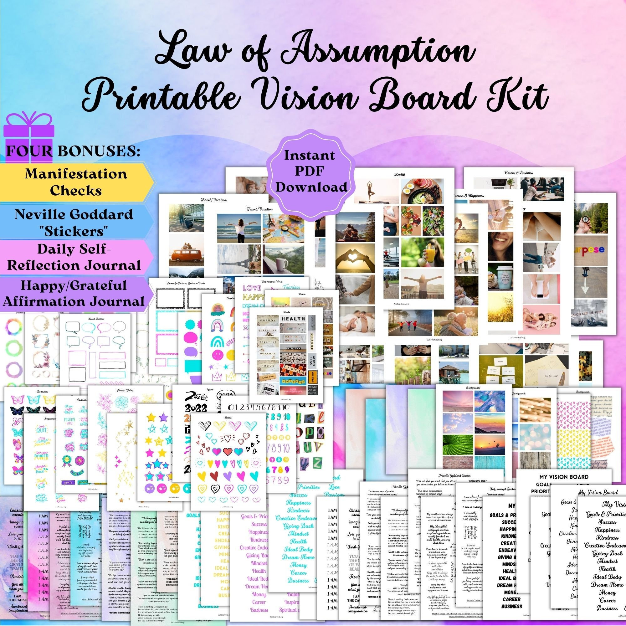 Printable Law of Assumption Vision Board Kit Neville Goddard ...